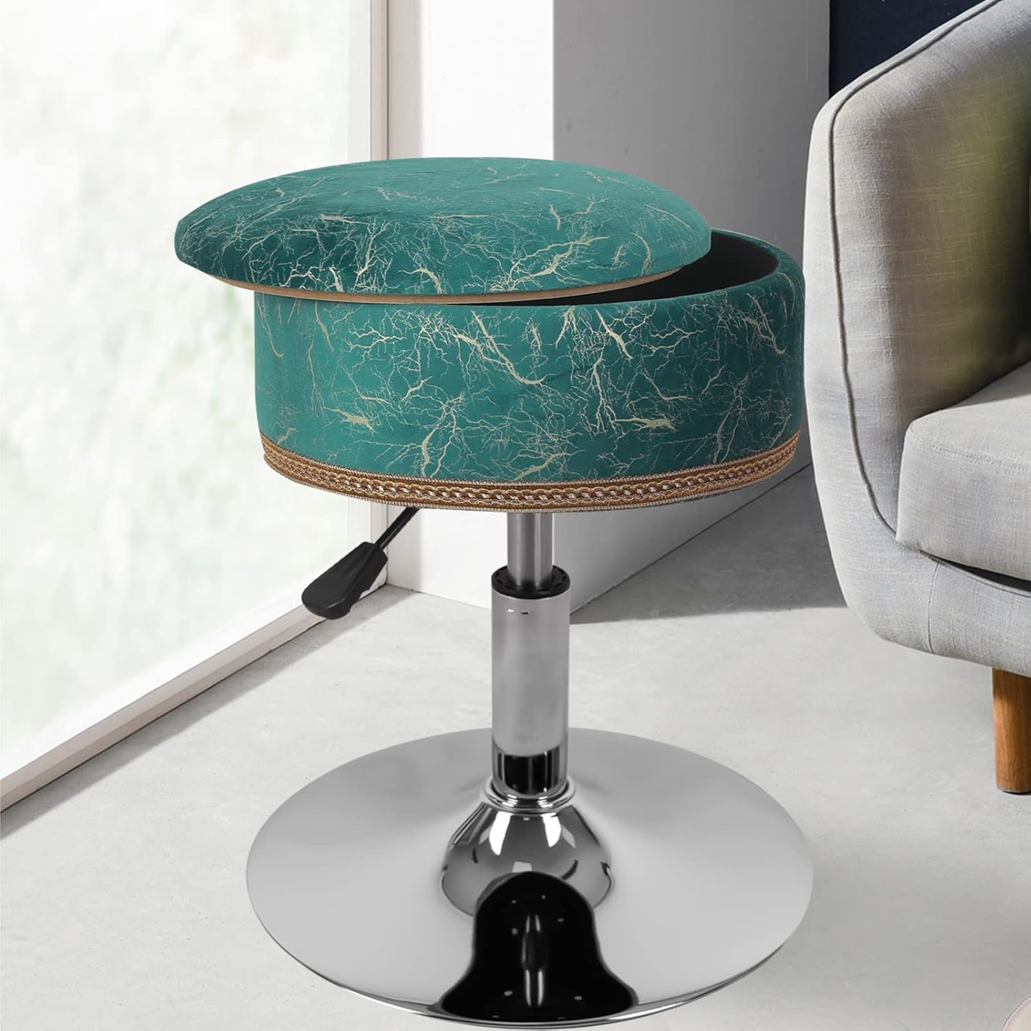 Amazon.com: ECOMEX Adjustable Round Storage Ottoman 360° Swivel Makeup ...
