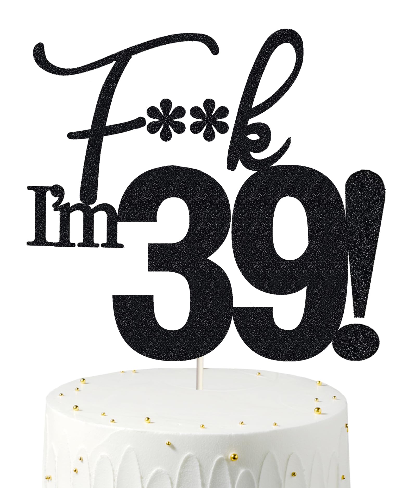 Amazon.com: 39 Cake Toppers, 39 Birthday Cake Toppers-Black Glitter ...