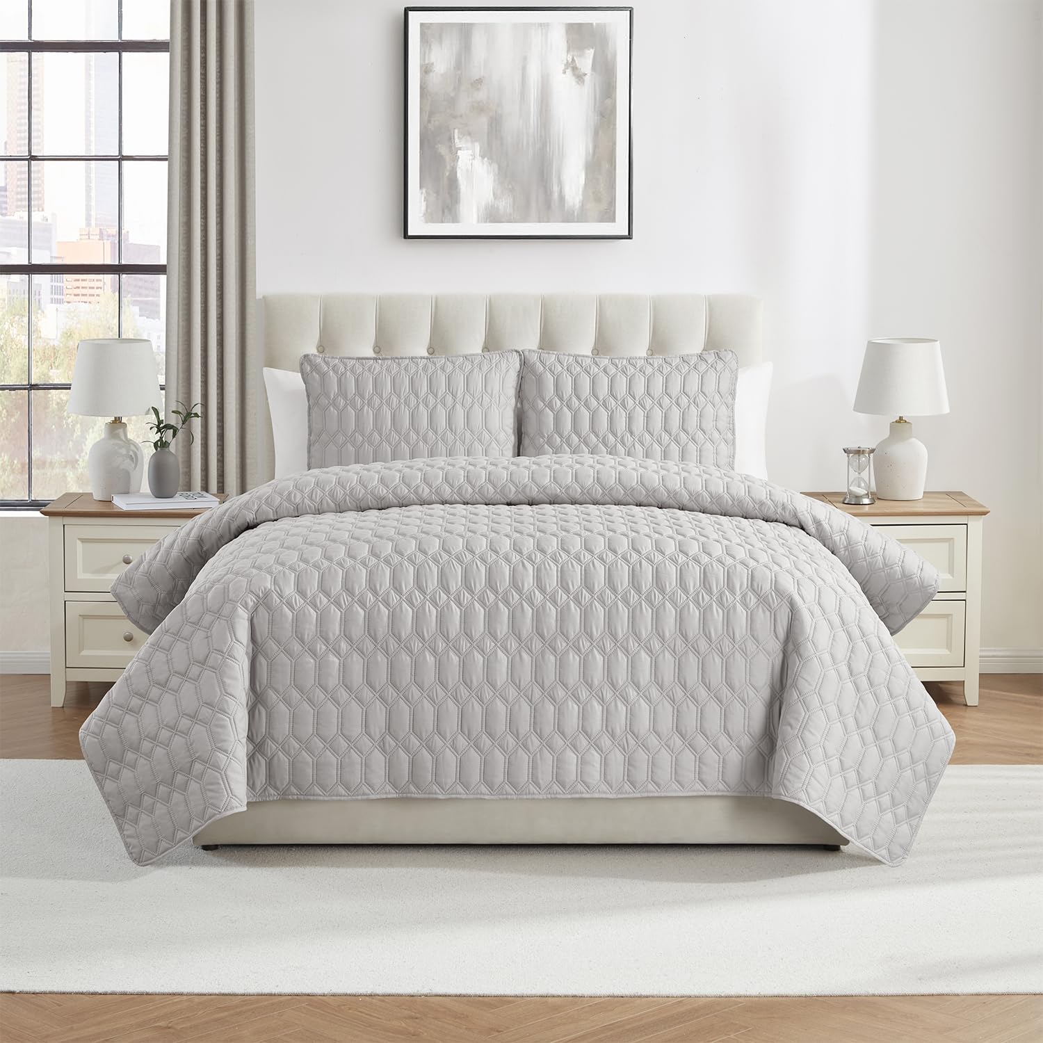 Amazon.com: VCNY Home - Full/Queen Quilt Set, Pinsonic Bedding with ...