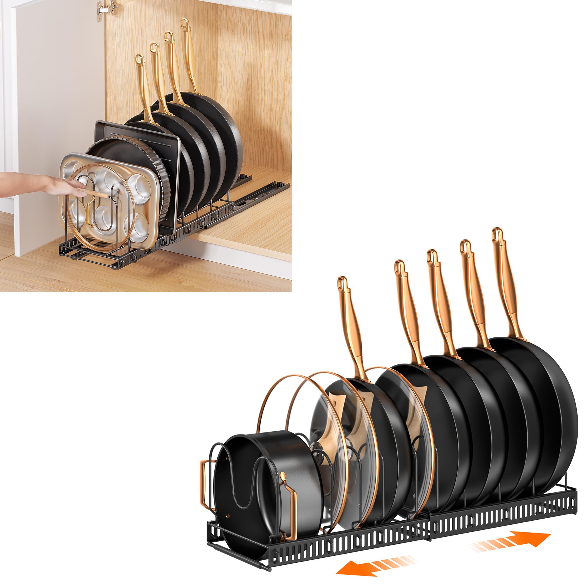 Amazon.com: MUDEELA Expandable Pot Lid Kitchen Cabinet Organizer Holder ...