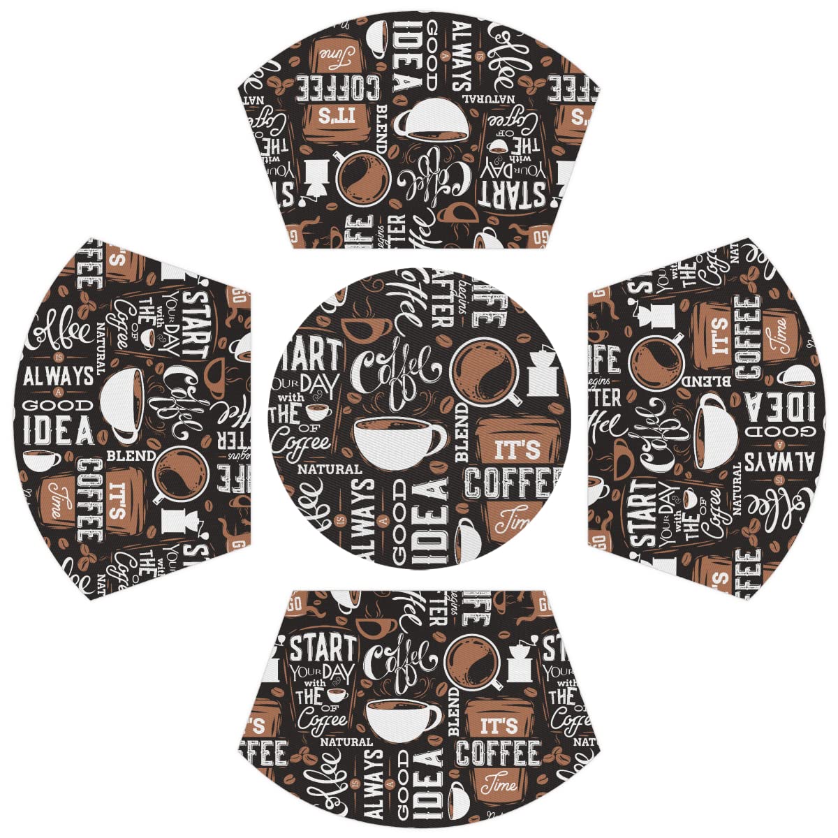 Amazon.com: Coffee Time PVC Placemats for Round Table Set of 4 with ...