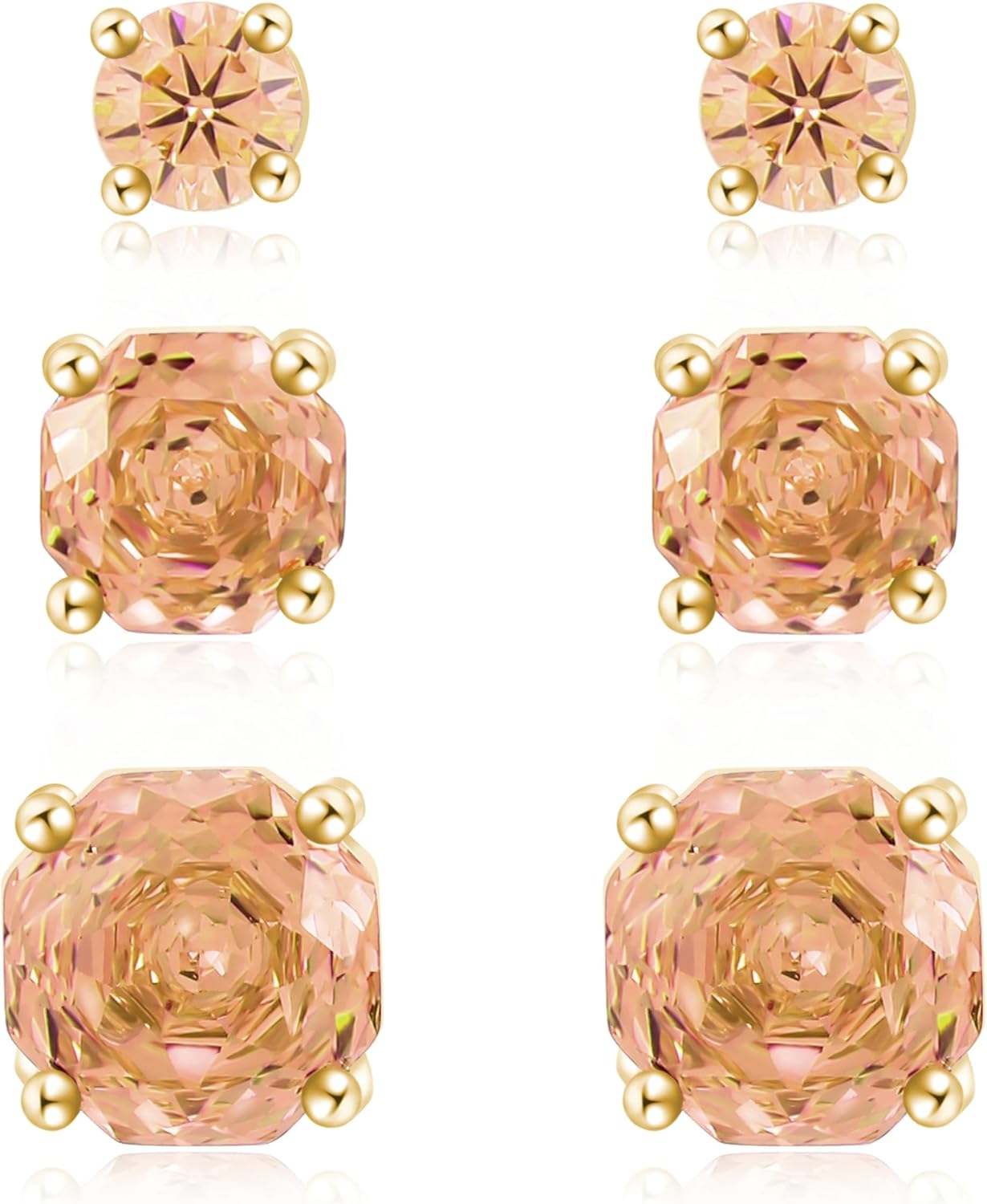 Amazon.com: 2026 Rose Cut CZ Stud Earring for Women, Silver Gold Plated ...