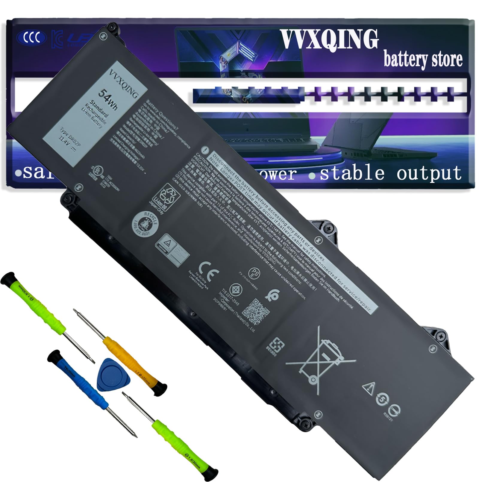 Amazon.com: VVXQING DR02P Laptop Battery 54Wh 4623mAh 11.4V Compatible ...