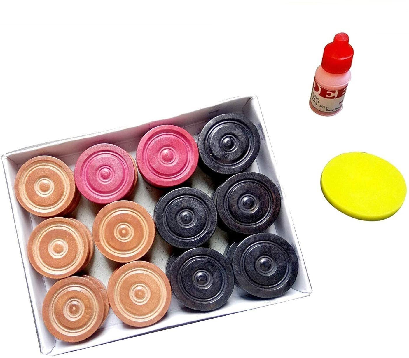 SPORTSHOLICCarrom Coin Set of 22 Carrom Coins with Stricker and Powder ...