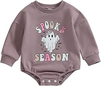 Amazon.com: Adobabirl Baby Halloween Outfit Girl Boy Pumpkin Ghost Sweatshirt Romper Oversized ...