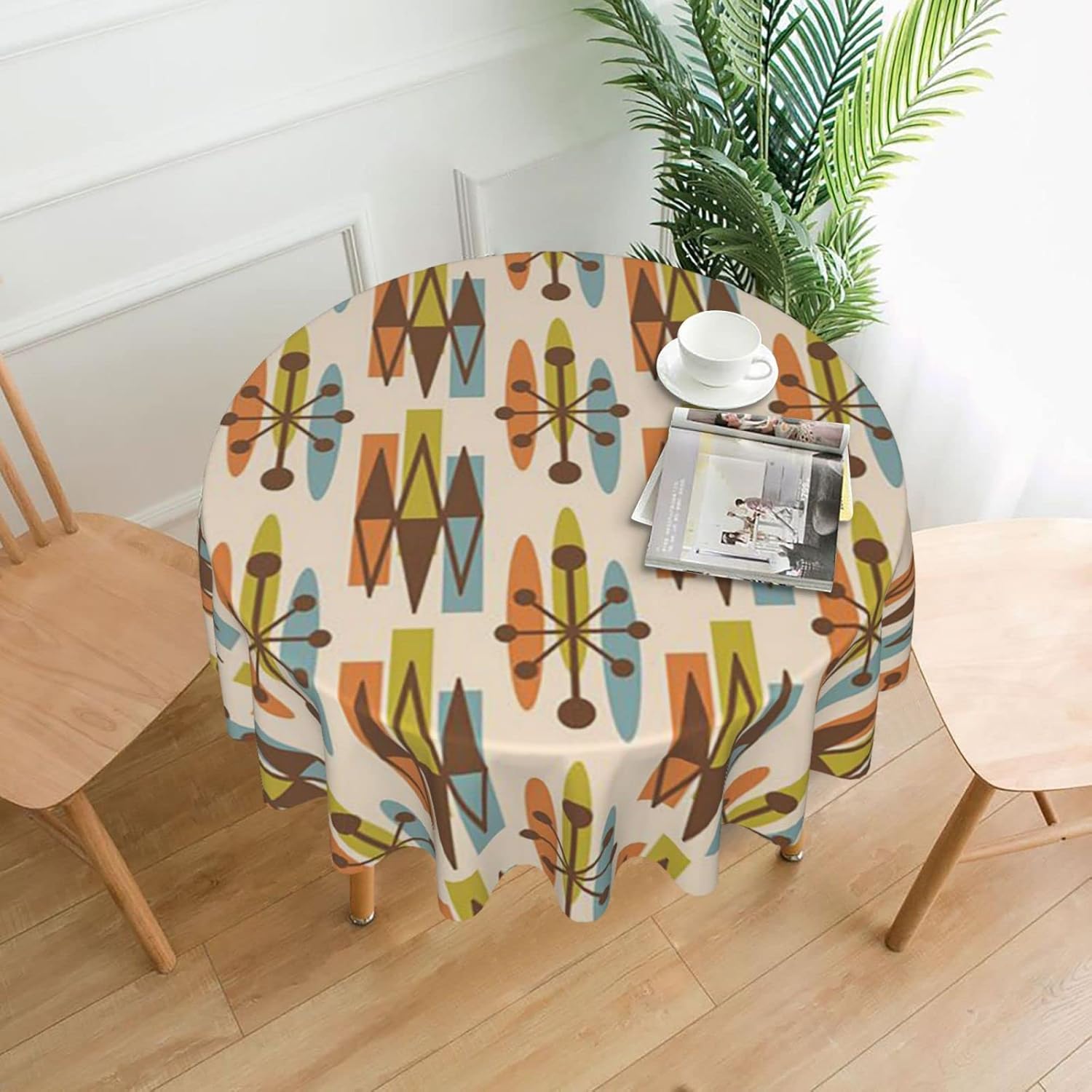 Amazon.com: Mid Century Modern Atomic Triangles Round Tablecloth Spill ...