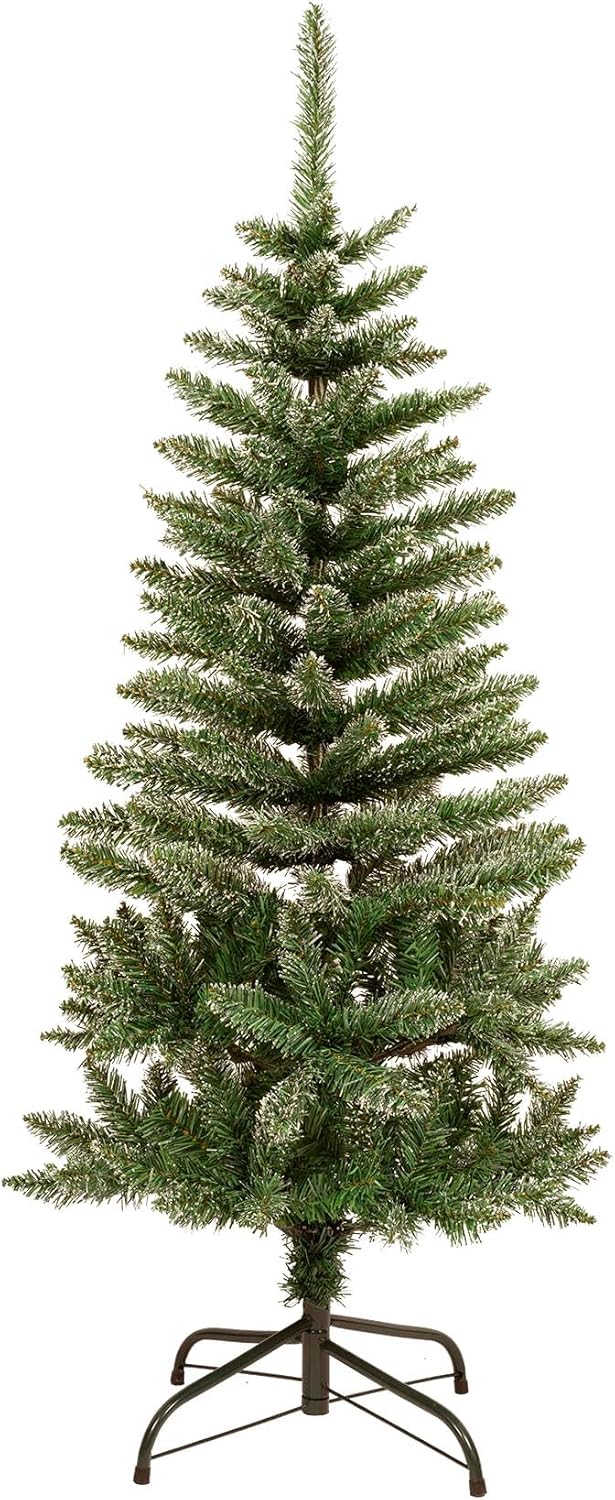 Amazon.com: 4 Feet Hinged Slim Pencil Snow Tipped Artificial Fir ...