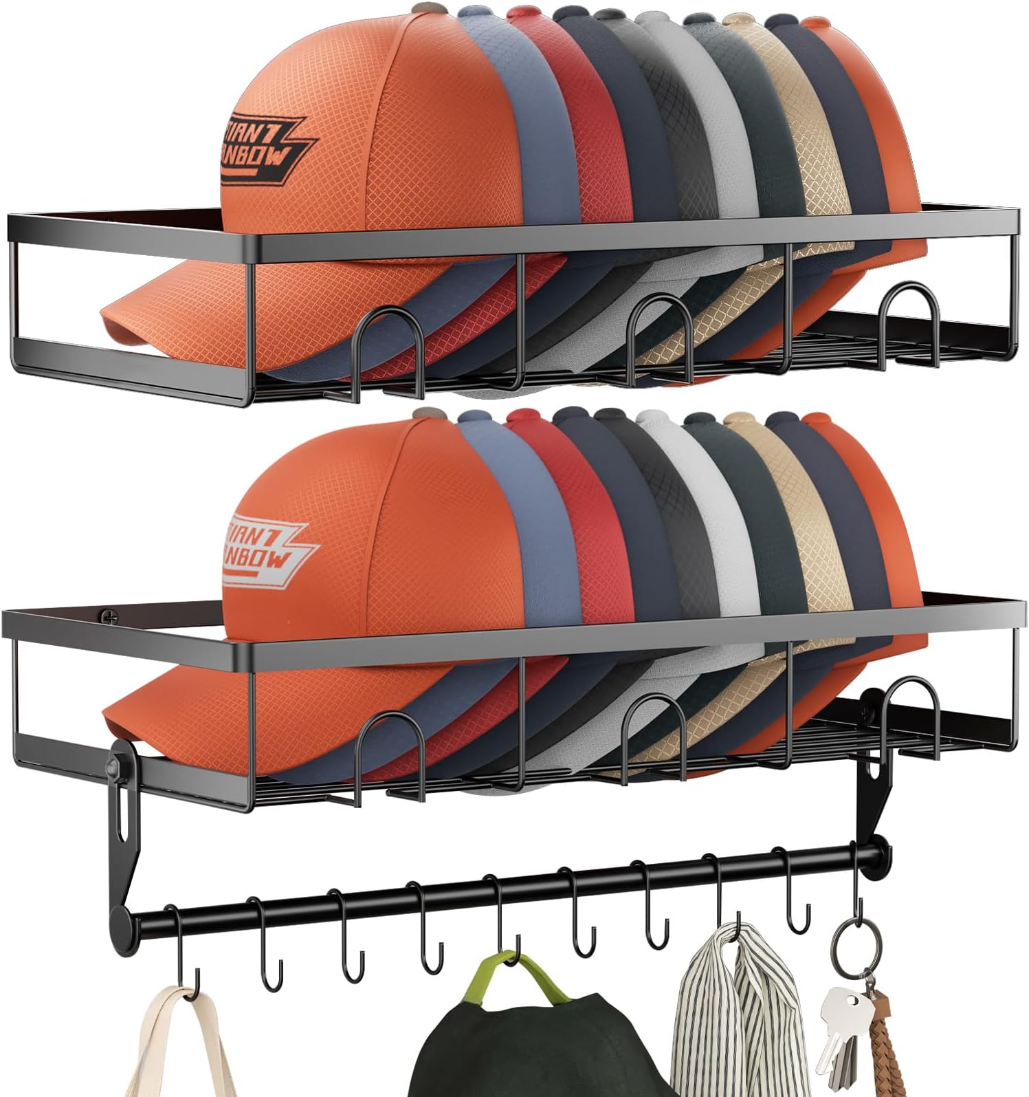 Amazon.com: fanado Metal Hat Rack for Wall, Each Hat Organizer for ...