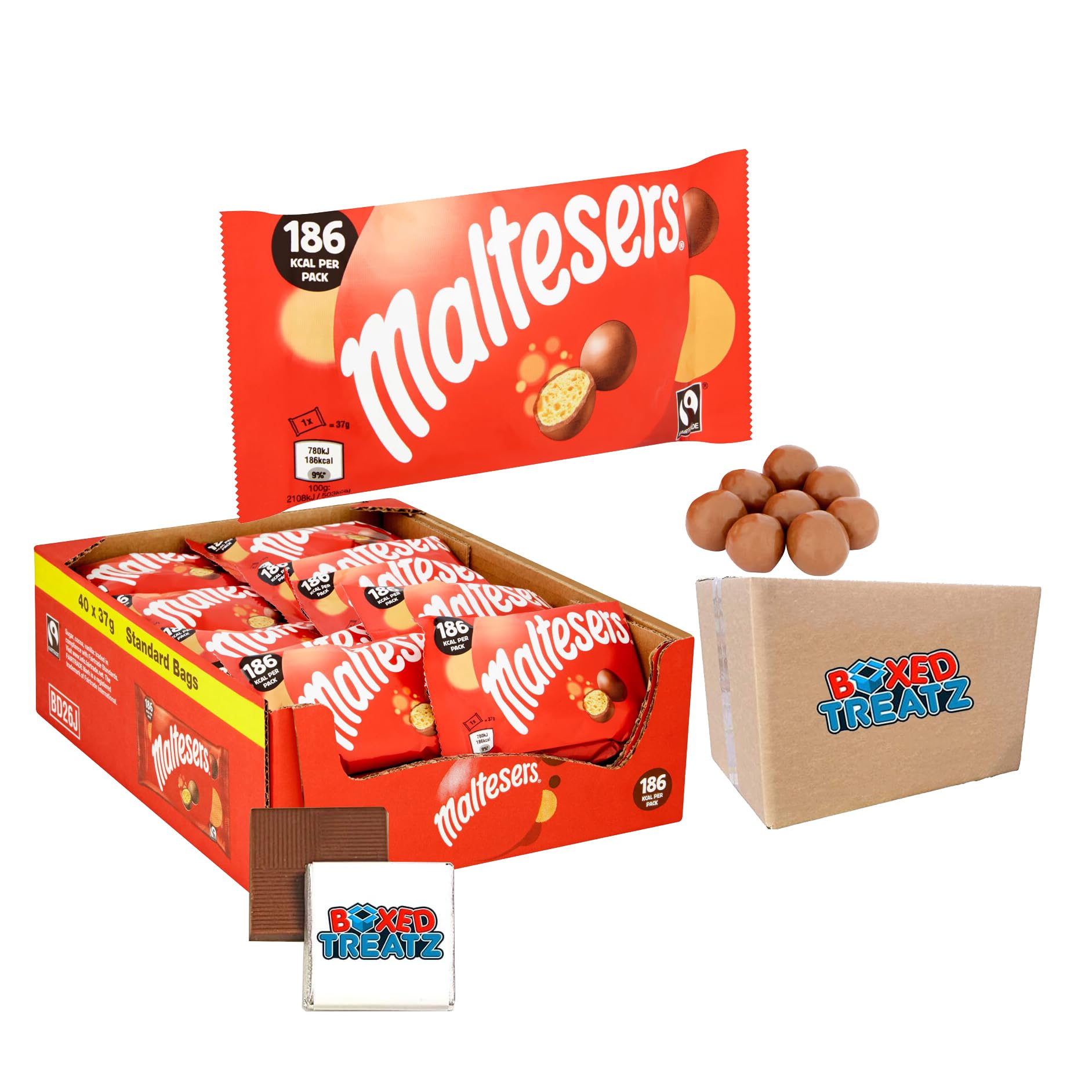 Buy Maltesers Milk Chocolate Balls (40 x 37g) Shareable Mini Chocolate ...