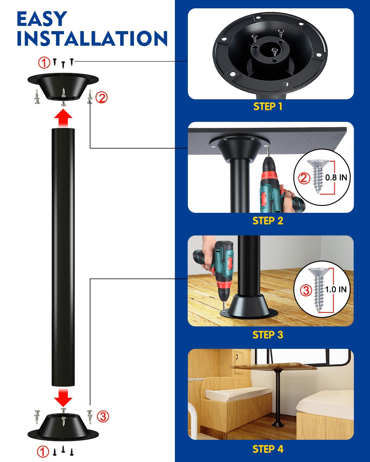 Snapklik.com : Altyostar 29" RV Table Base Mount And RV Table Leg