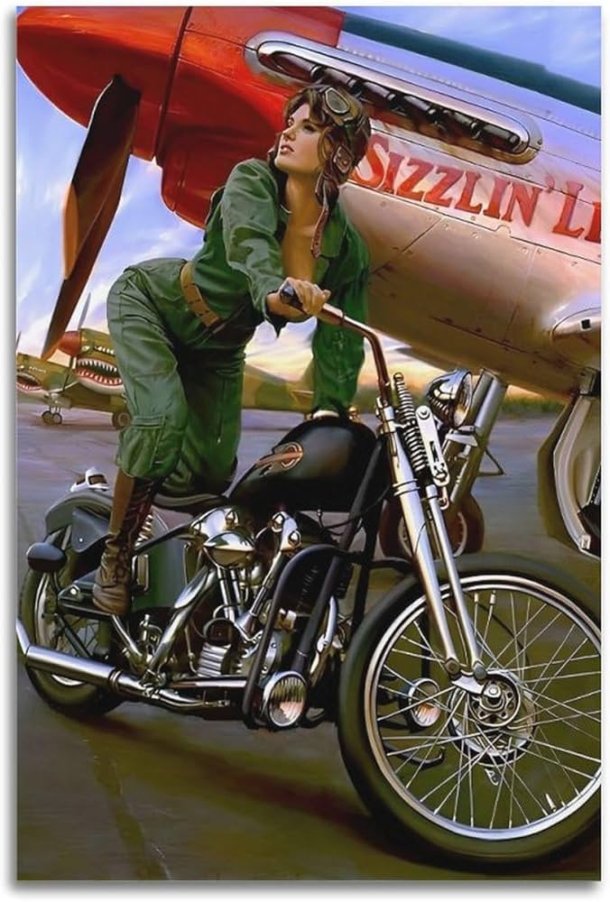 Motorcycle Girl Vintage Art Vintage Motorcycle Woman Hi Res Stock