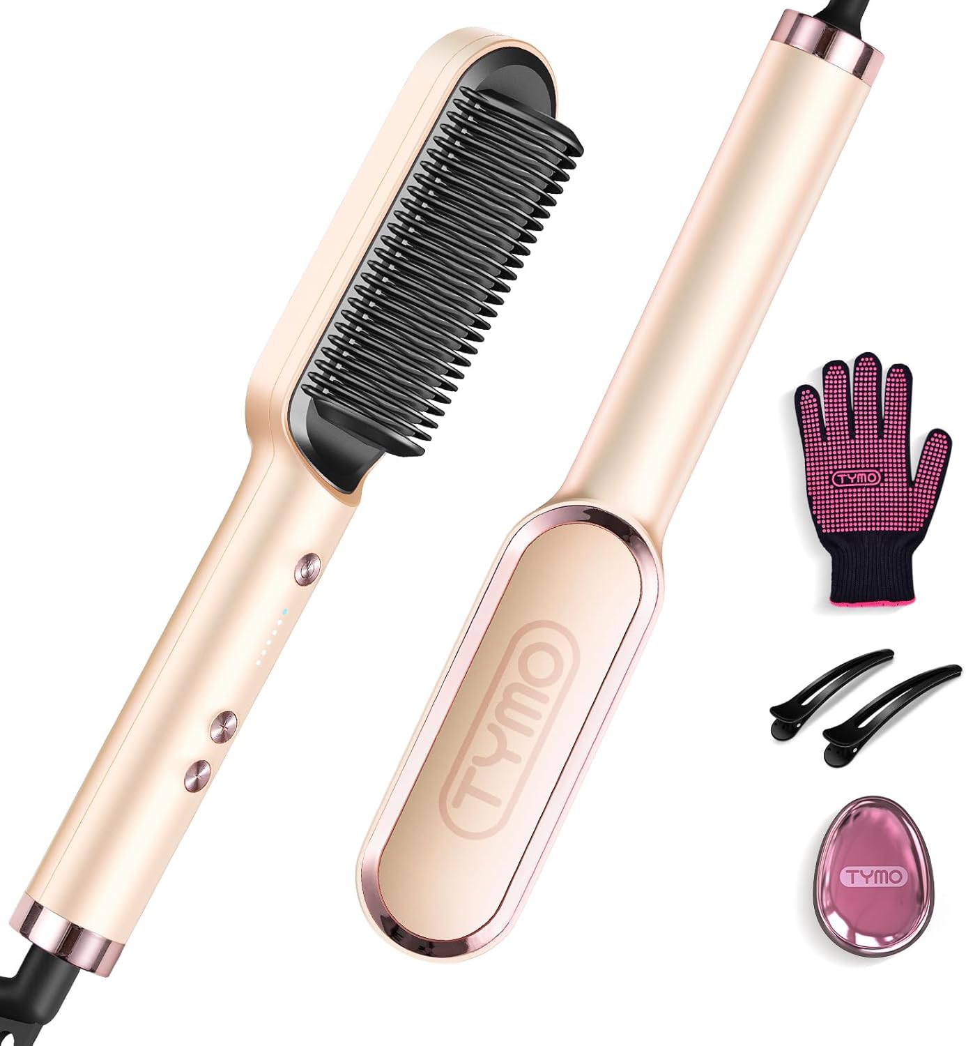Amazon.com : TYMO Ring Hair Straightener Brush – Hair Straightening Iron with Built-in Comb, 20s ...