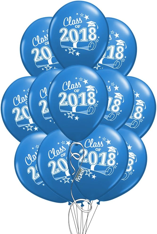 Amazon.com: Class of 2018 Graduation 11" Latex Balloons in Blue - Pack ...