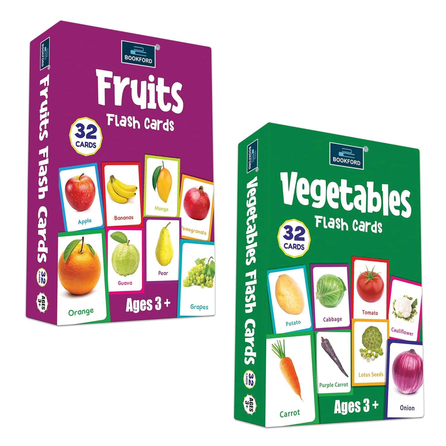 Buy Flash Cards - Set of 2 Flash Cards for Kids - Fruits, Vegetables ...