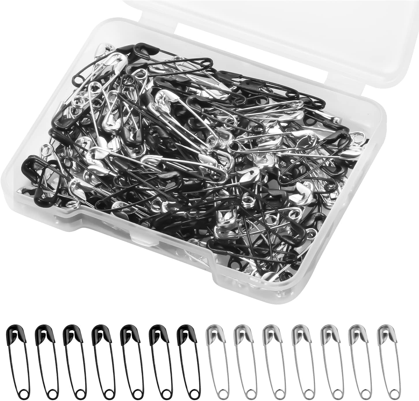 Amazon.com: 120pcs Safety Pins with Clear Case, Mini Metal Safety Pins ...