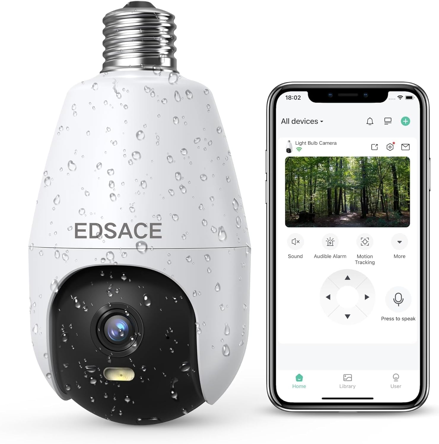 Amazon.com : EDSACE 2K HD WiFi Light Socket Security Camera, 5G/2.4G ...