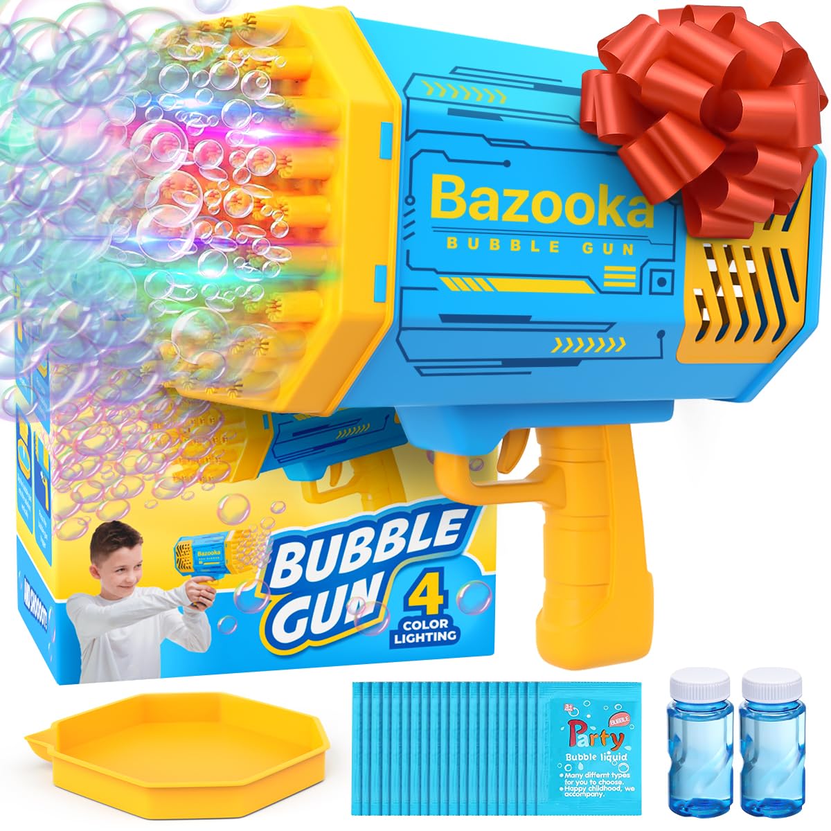 Amazon.com: DACOTTON Bubble Machine Blaster - Blue Bubble Gun for Kids ...