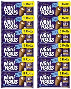 Cadburys Milk Chocolate Mini Rolls 5 per bag (12 Bags of 5 rolls (Full ...