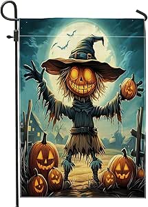 Amazon.com : Halloween Funny Scarecrow Garden Flags 12"x18" Double ...