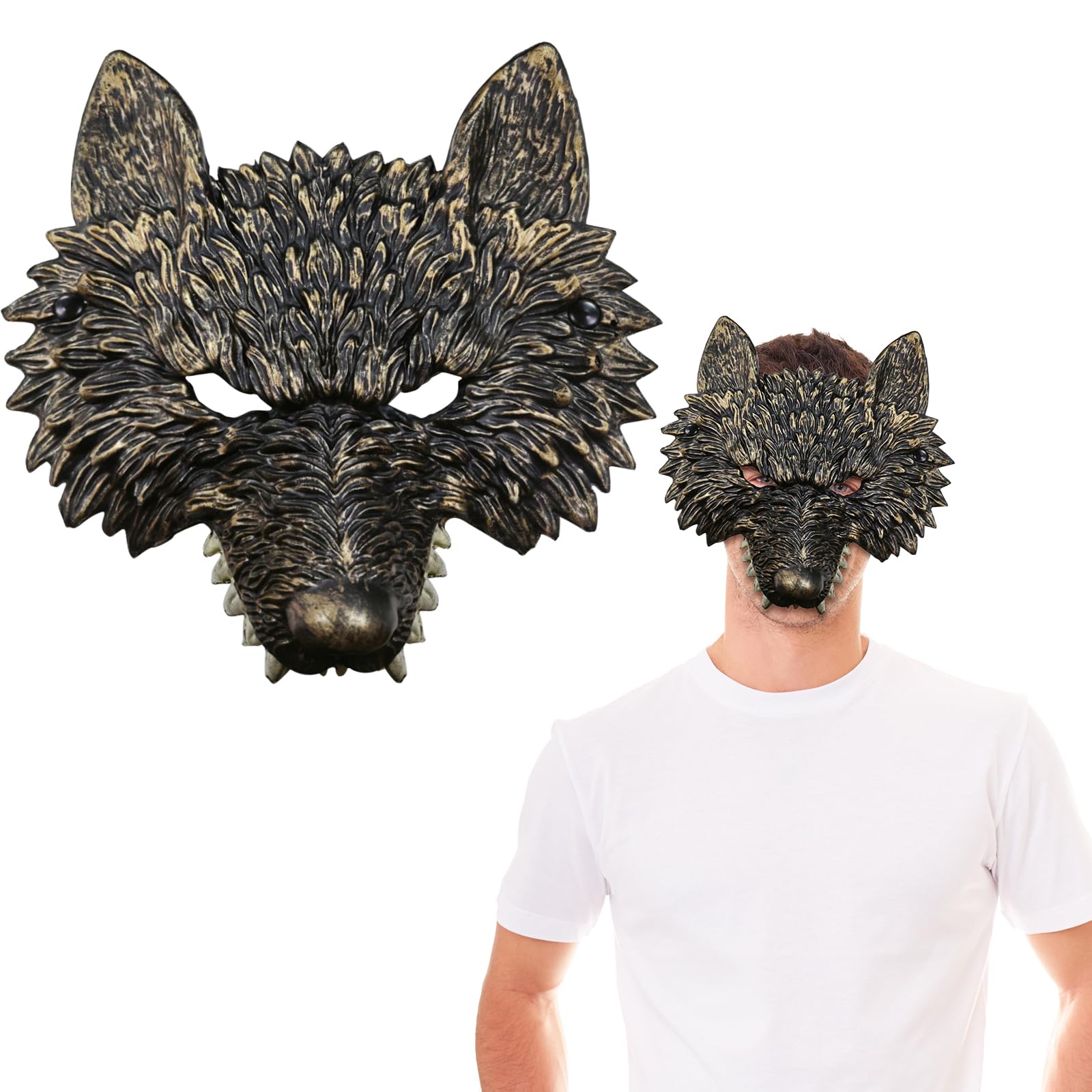 DKINY Wolf Mask Adult Gold Scary Werewolf Mask Wolf Head Mask Wolf ...