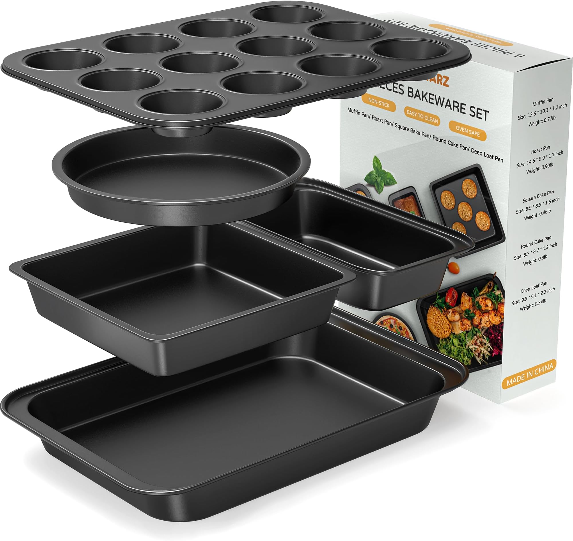 Amazon.com: 6 Pieces Baking Pans Set, Nonstick Bakeware Sets, Baking ...