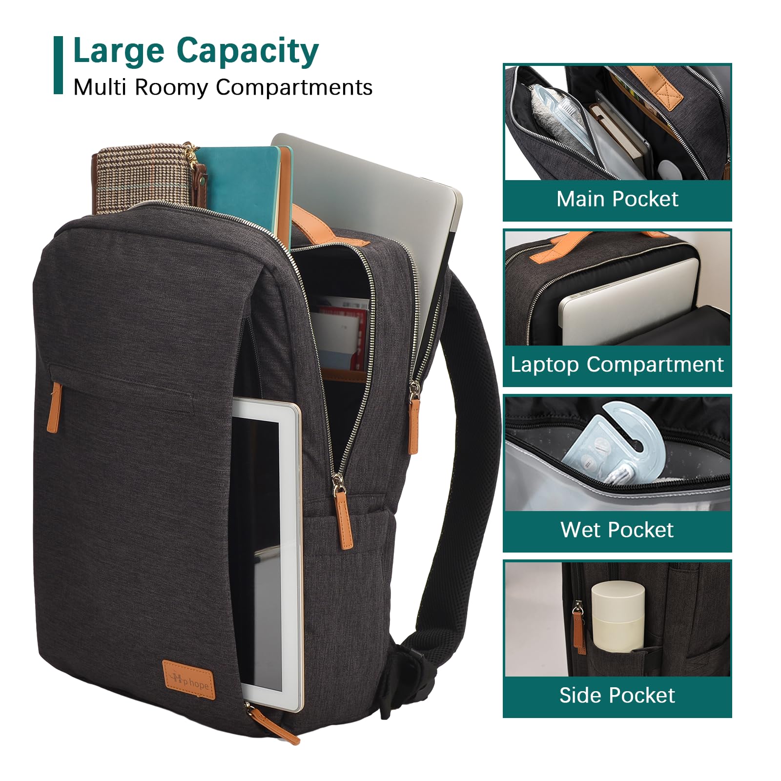 Hp hope Laptop Backpack, Travel Backpack for Women Men with USB and Type-c Charging Port, Anti ...