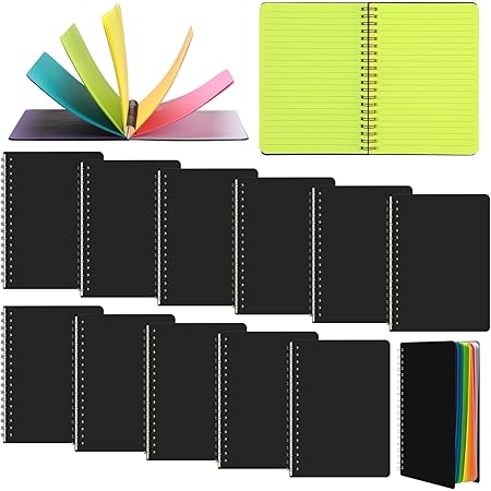 Amazon.com : Seajan 12 Pcs Spiral Notebook with Bright Colored Lined ...