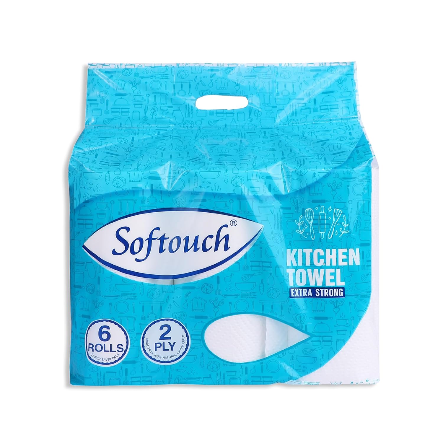 Softouch 2 Ply Kitchen Tissue/Towel Paper Roll, soft and highly ...