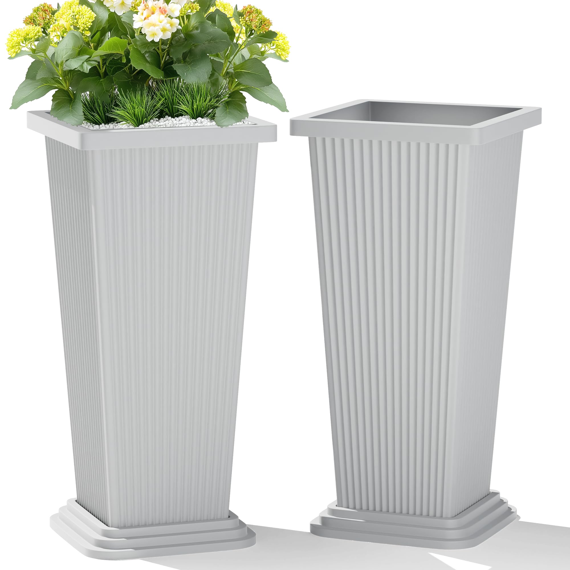 Amazon.com : TUYOHW Set of 2 Large Tall Planter for Indoor or Outdoor ...