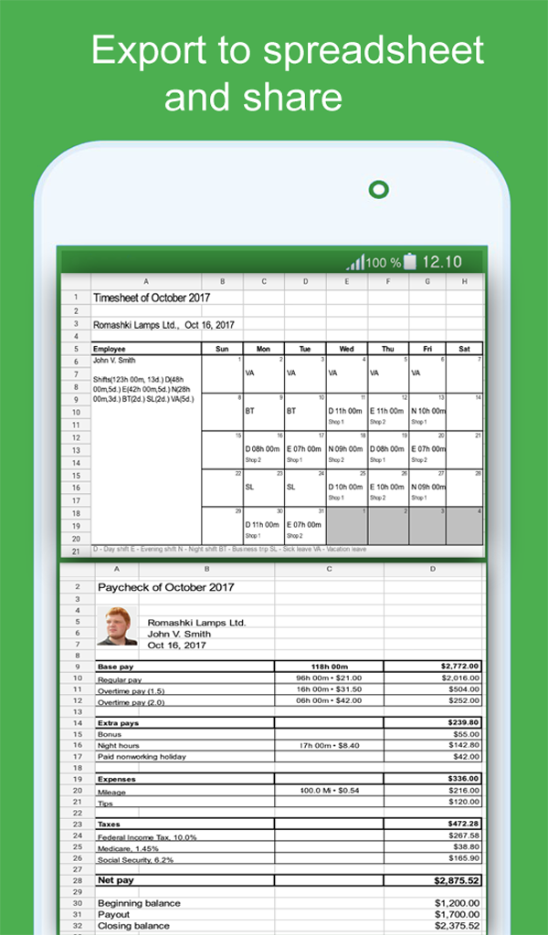 Green Timesheet - App on Amazon Appstore