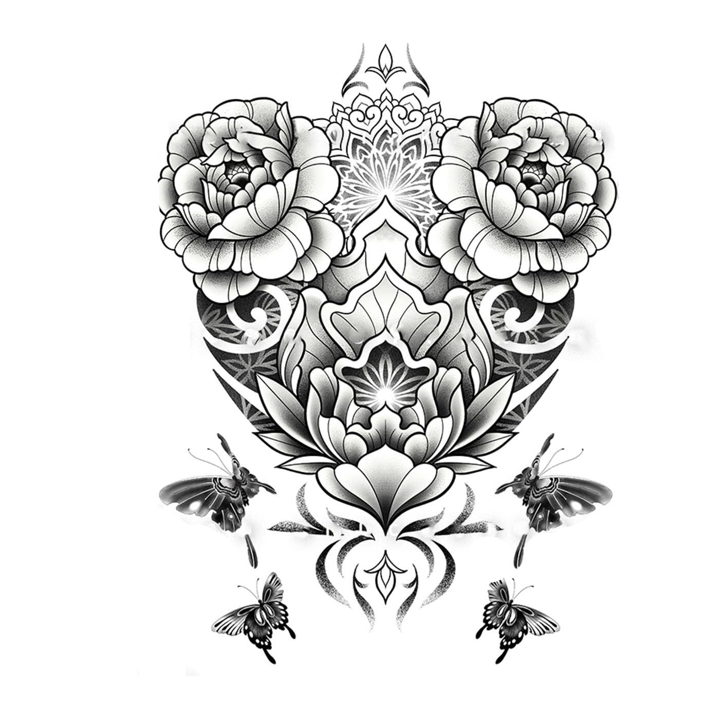 Amazon.com : Back Tattoos for Women Floral Adults Temporary Neck Long ...