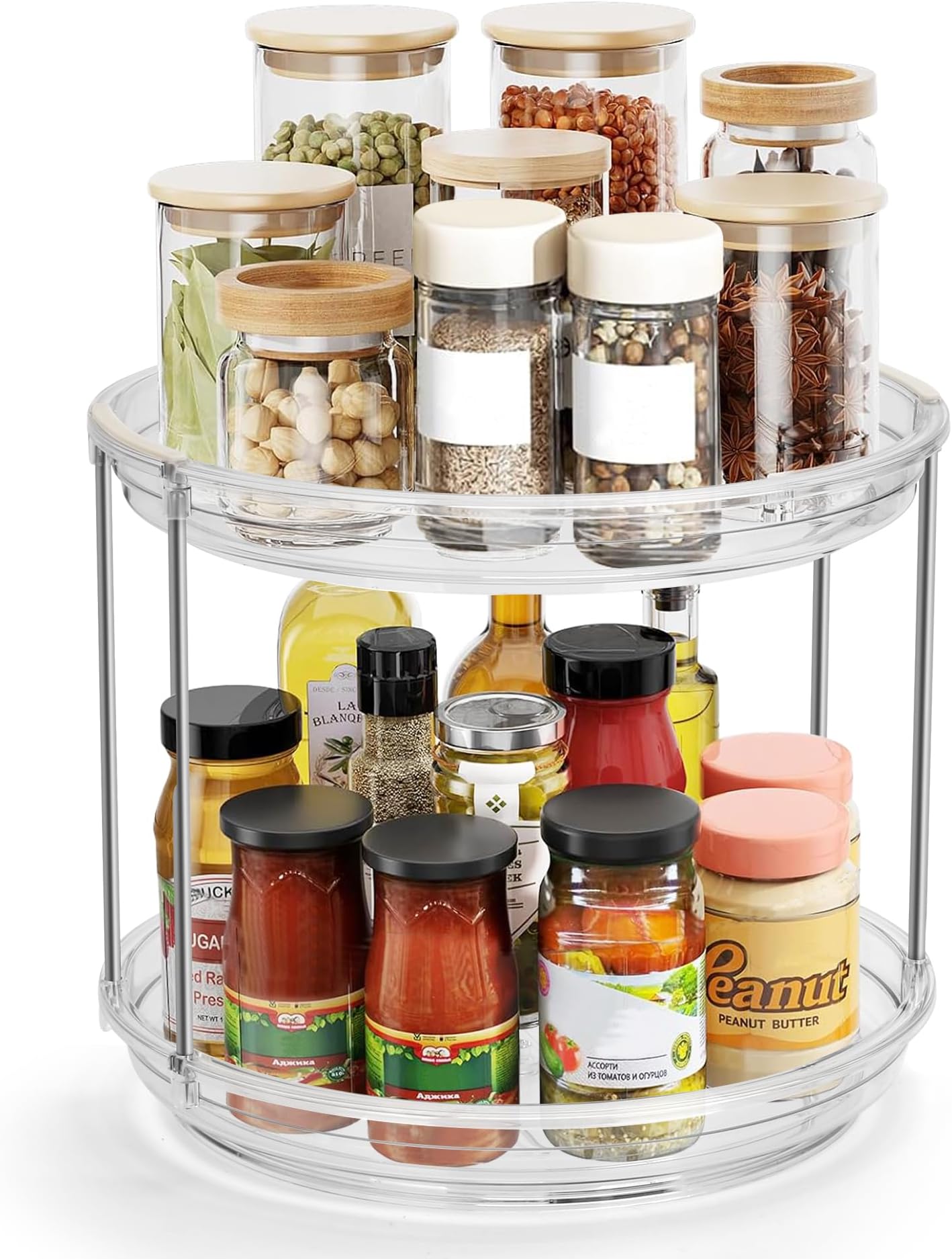 Amazon.com - Lazy Susan Organizer, 2-Tier 360° Rotating Spice Rack, 11 ...