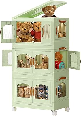 Amazon.com - Pickmesh 3 Tier 174 Qt Folding Storage Bins with Lids and ...