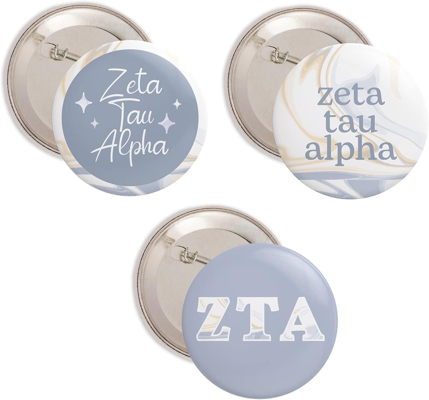 Amazon.com: Zeta Tau Alpha Sorority 3 Pieces of Variety Buttons Pin ...