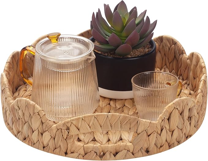 Amazon.com: YANGQIHOME Round Serving Tray, 12 inch Decorative Water ...