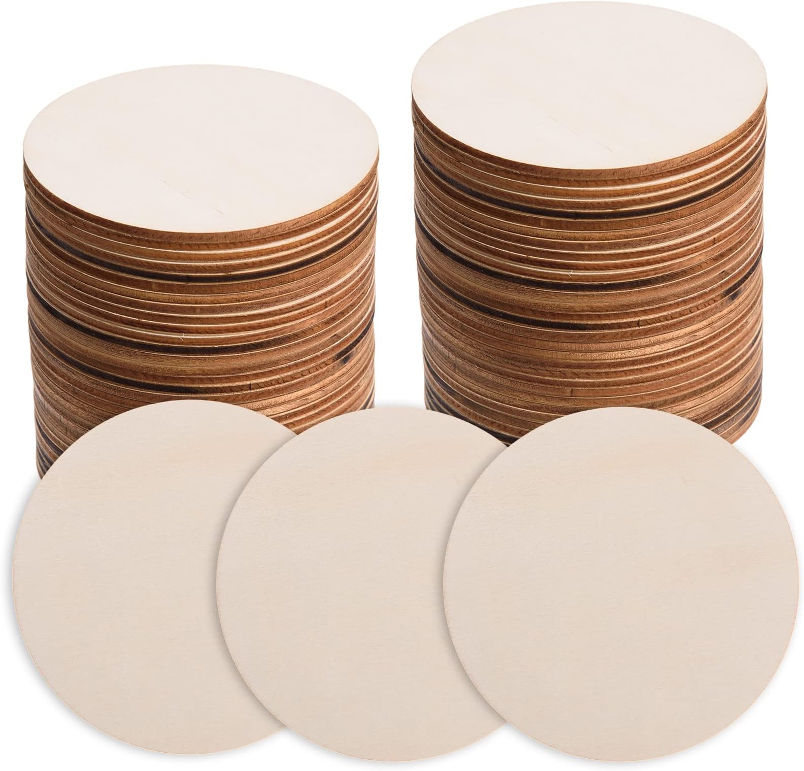 Amazon.com: Juvale 36 Pack Unfinished Wood Circles for Crafts, 3 Inch ...