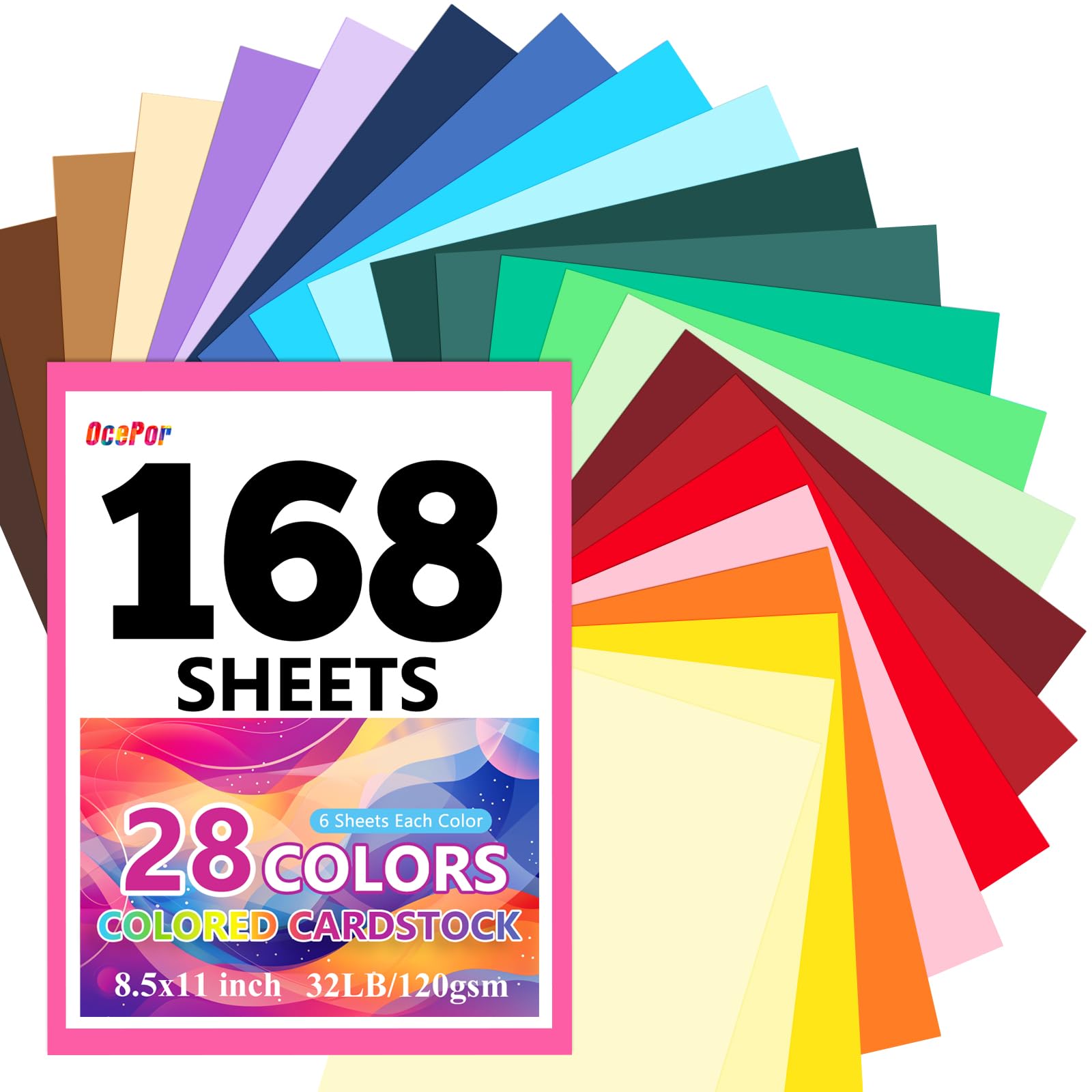 Snapklik.com : 168 Sheets 120gsm/32lb Colored Paper 28 Colors, 85x11 ...
