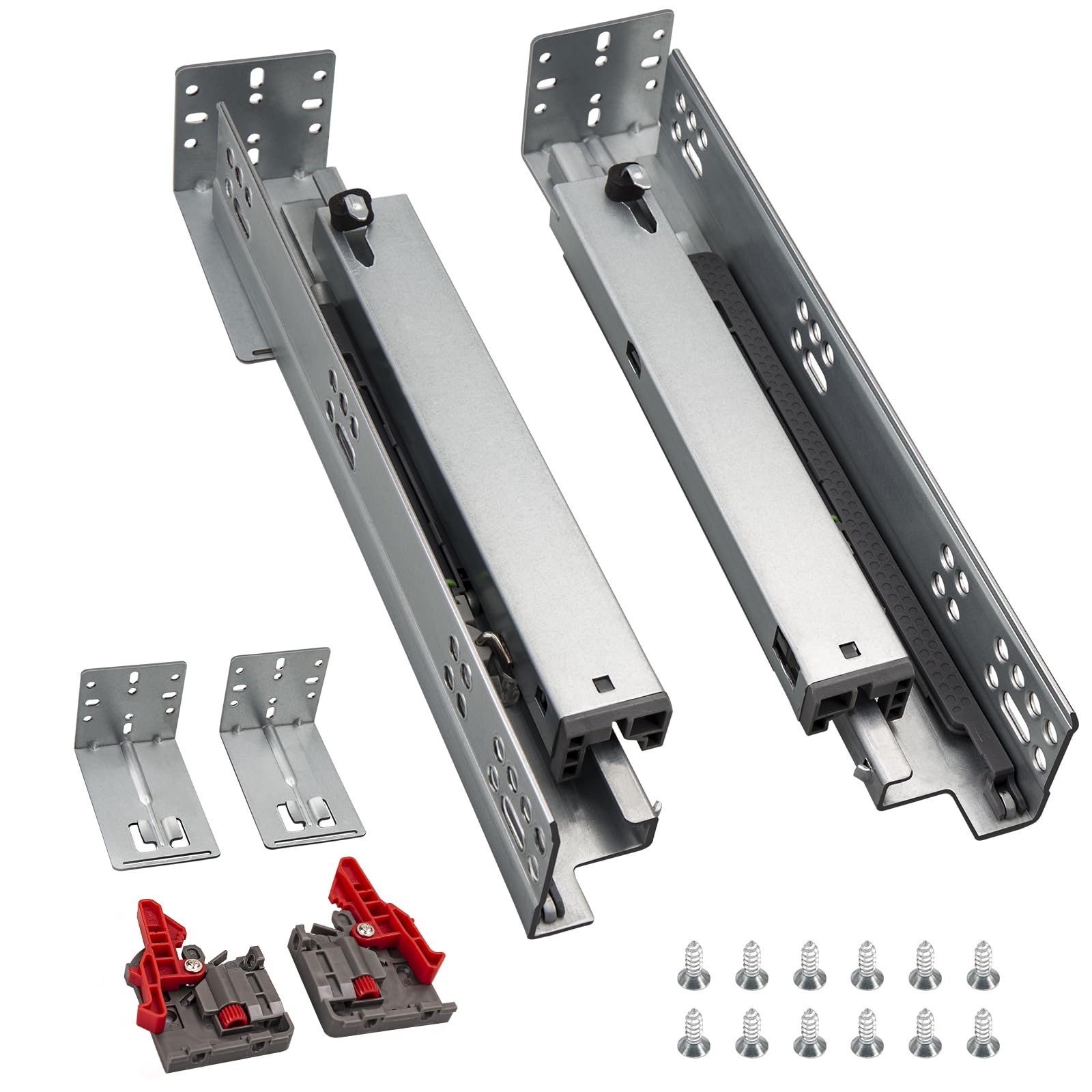 Undermount Drawer Slides 18 inch 6 Pair HLC Undermount Soft Close ...