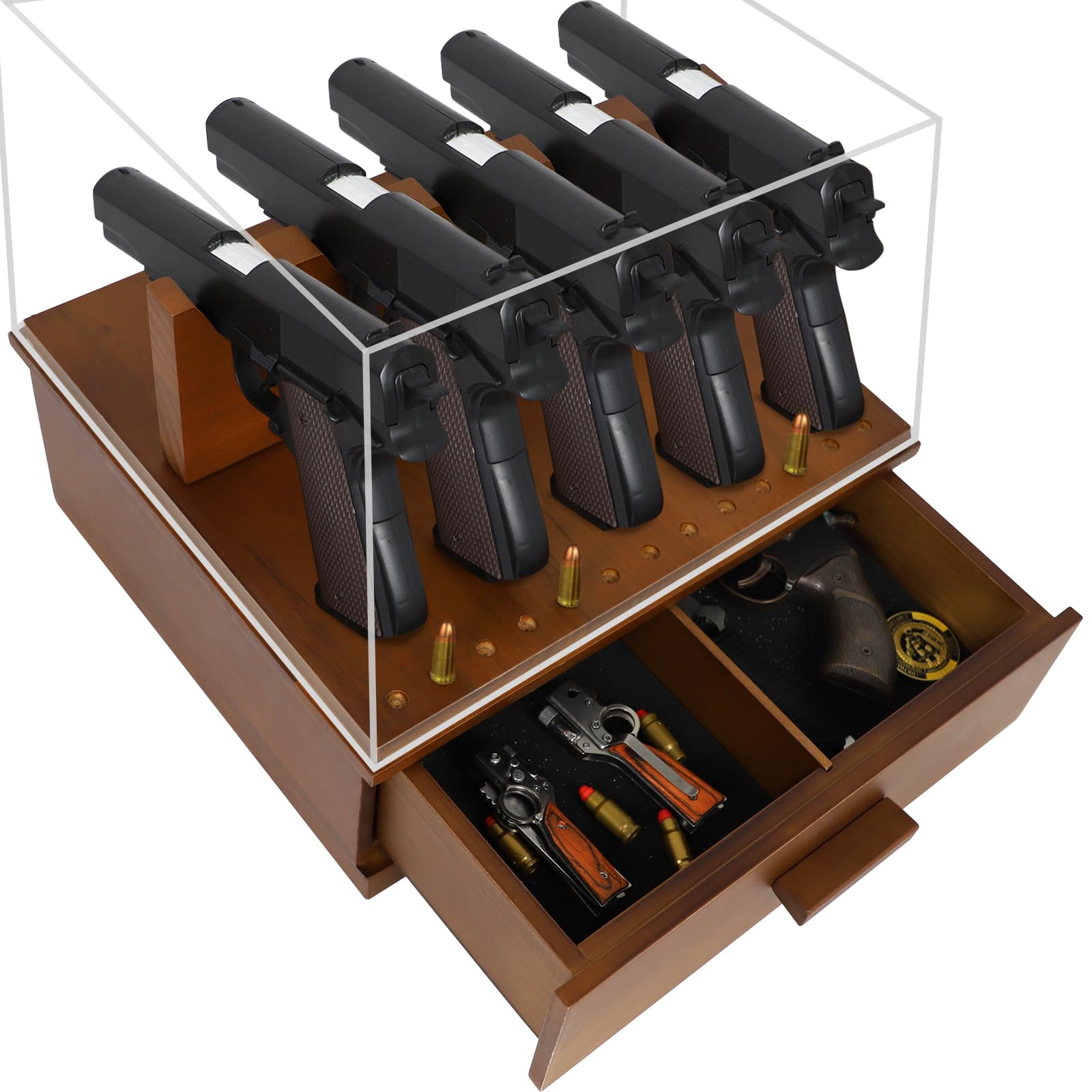 Amazon.com: Medikaison Handgun Pistol Rack Holder Wooden Display Box ...