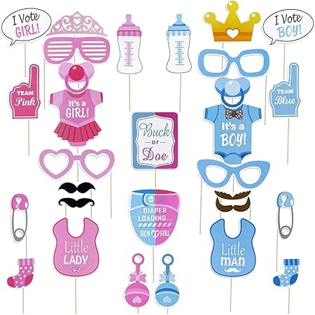 Amazon.com: Funny Chevron Gender Reveal - Baby Shower Photo Booth Props ...