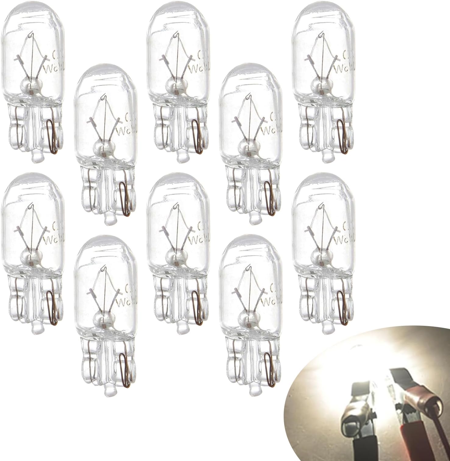 Amazon.com: awlbed 10 PCS T10 Miniature Car Halogen Brake Light, 12V 5W ...