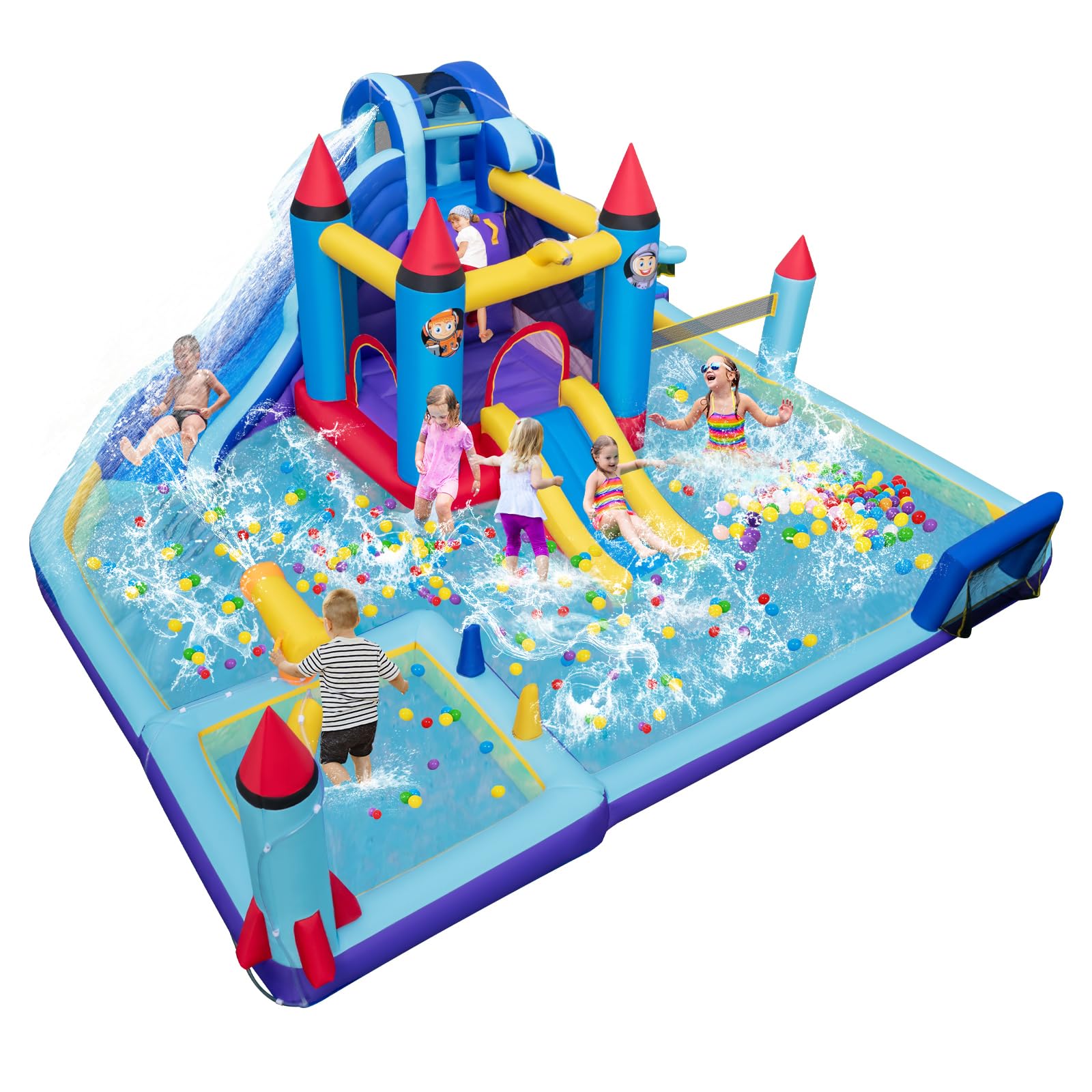 Amazon.com: HONEY JOY Inflatable Water Slide, Giant Waterslide Park Bounce House w/Dual Slides ...