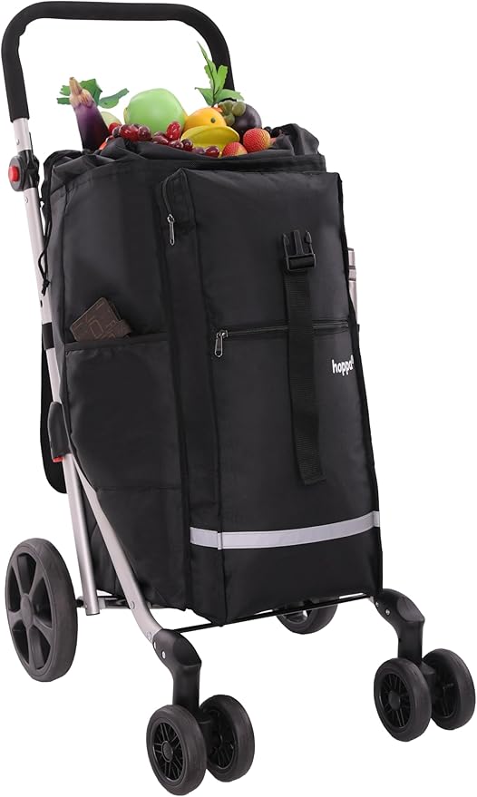 Hoppa 74L Lightweight Foldable Shopping Trolley on – Hard-Wearing ...