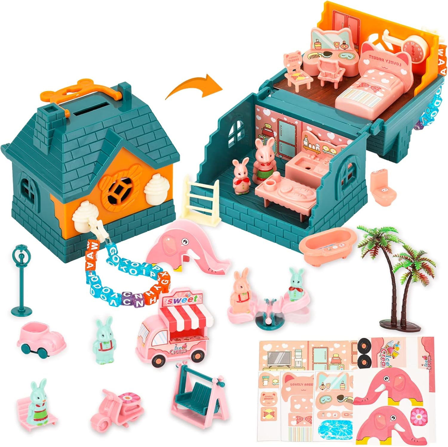 Amazon.com: TQQFUN Cute Plastic Rabbit Toy for Kids, 32Pcs Foldable ...