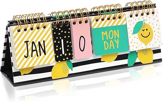 Amazon.com : Perpetual Lemon Flip Calendar for Office Desktop, Home ...