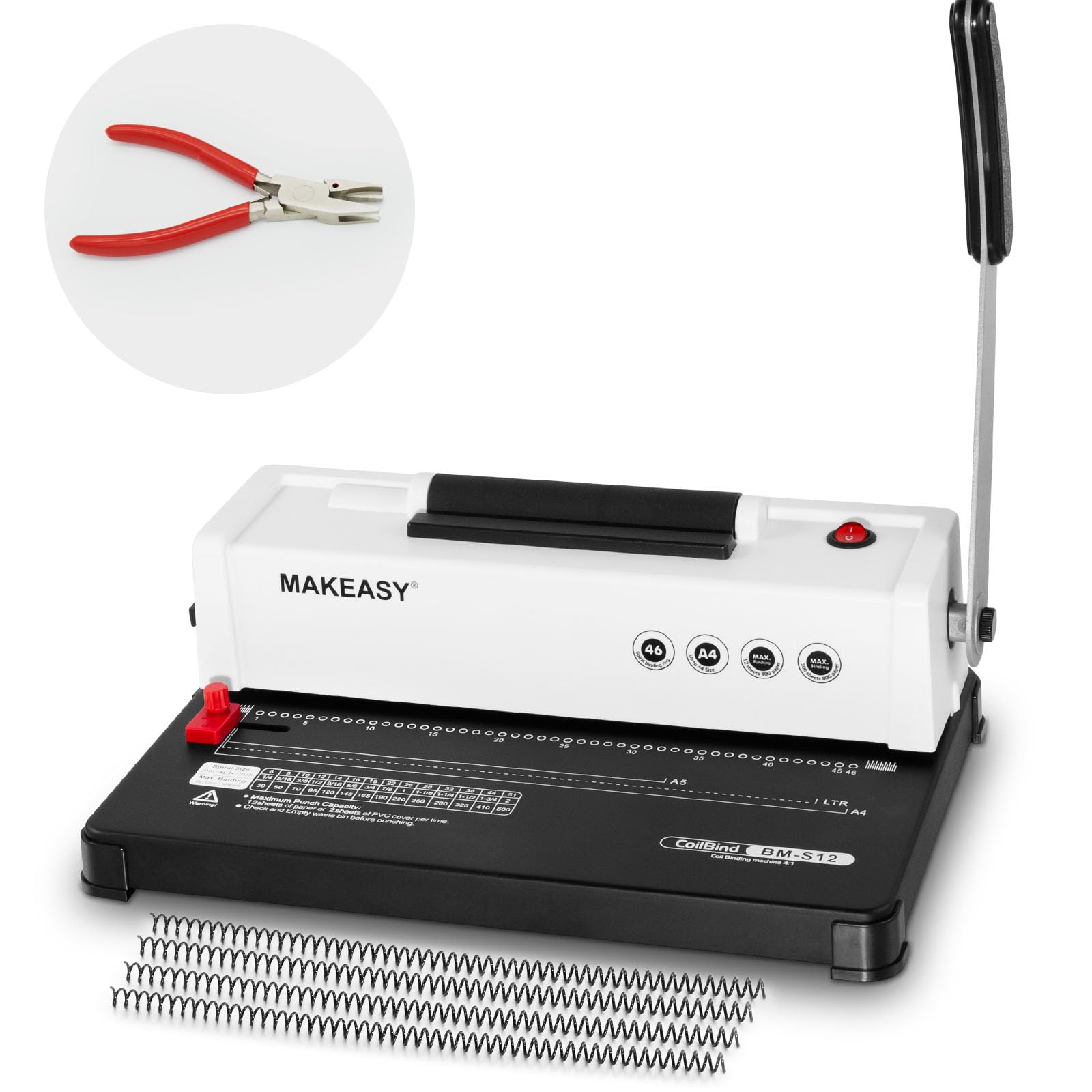 MAKEASY Spiral Binding Machine - Manual Hole Punch - Electric Coil ...