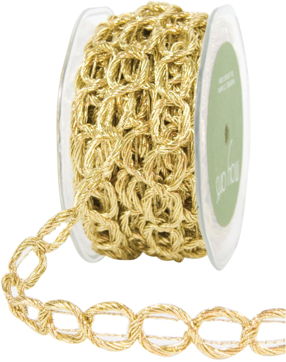Amazon.com: May Arts 5/8-Inch Wide Ribbon, Gold Chain Cord