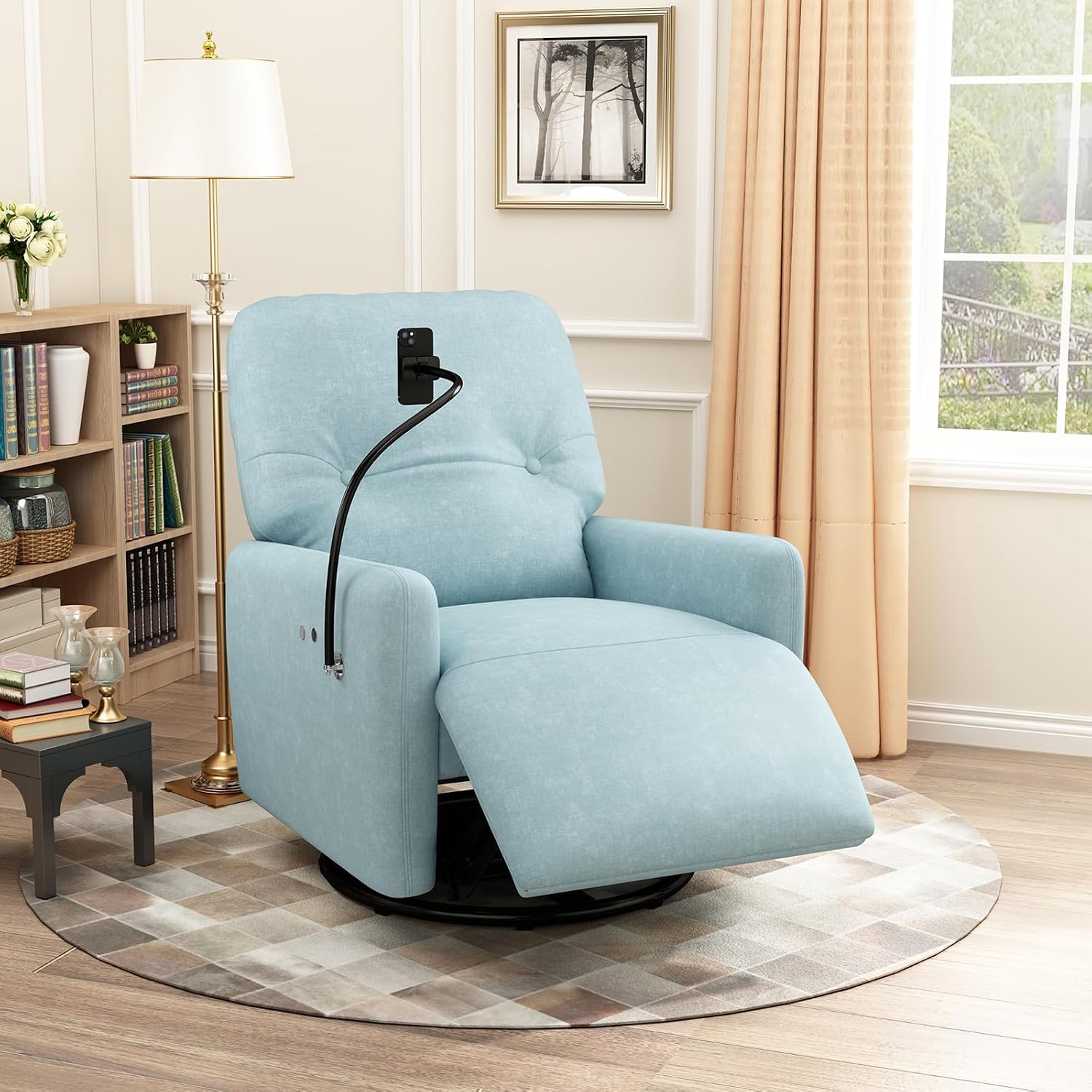 Amazon.com: NOLLAM Blue Electric Power Recliner Chair, Swivel Lounge ...