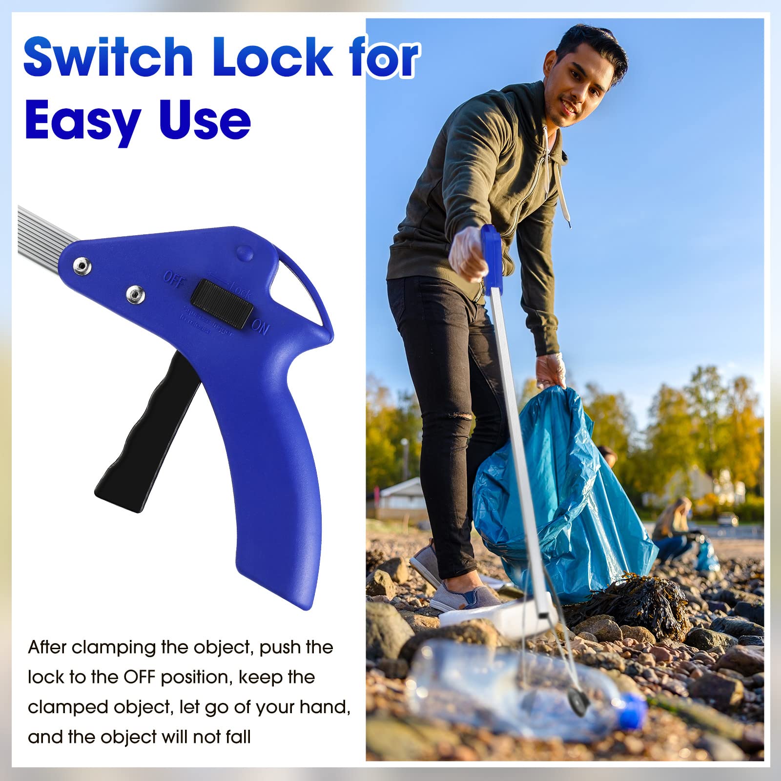 12 Pieces Suction Cup Reacher Grabber Tool 32 Inch Long Handle Grabber ...