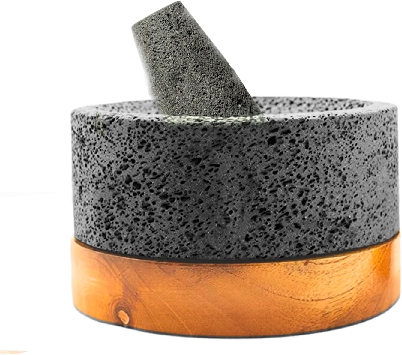 YO PIDO Molcajete 8 in with Wood Stand ; Spice Mortar; Made with ...